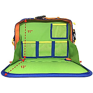 Kids Backseat Travel Tray Organizer Holds Crayons Markers an iPad Kindle or Other Tablet. Great for Road Trips and Travel used as a Lap Tray Writing Surface or as Access to Electronics for Kids Age 3+