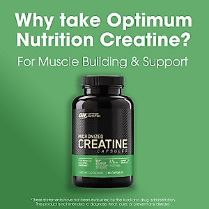 Optimum Nutrition Micronized Creatine Monohydrate Capsules, Keto Friendly, 2500mg, 100 Capsules