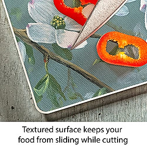 CounterArt Beautiful Songbirds Cardinal 3mm Heat Tolerant Tempered Glass Cutting Board 15” x 12” Manufactured in the USA Dishwasher Safe