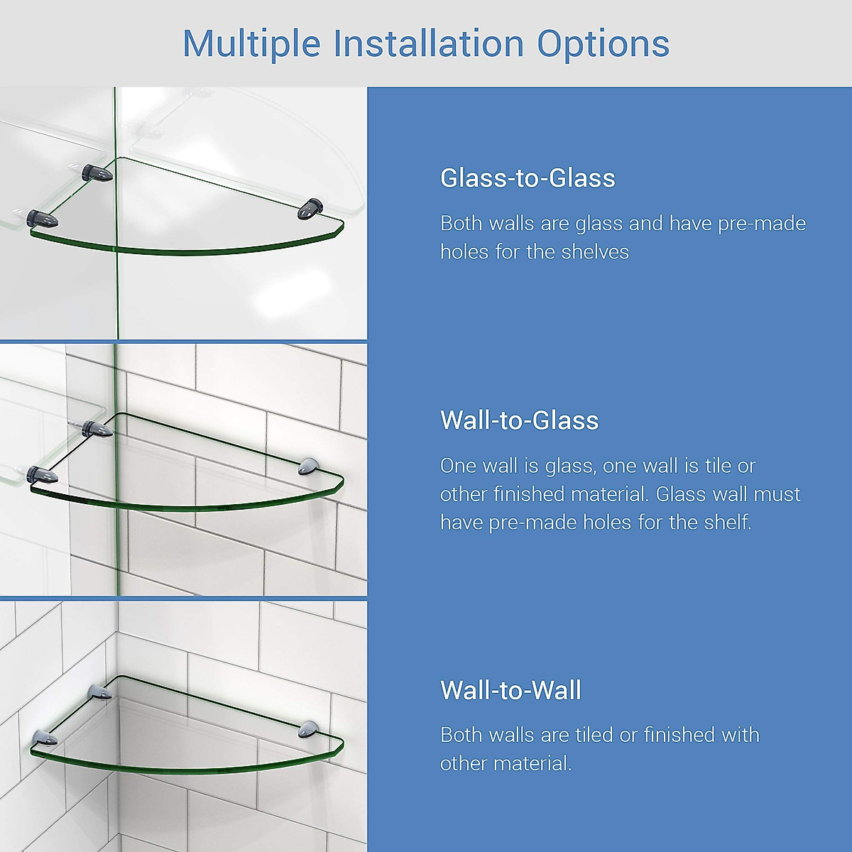 DreamLine 12 in. x 8 in. Corner Glass Shelf in Chrome
