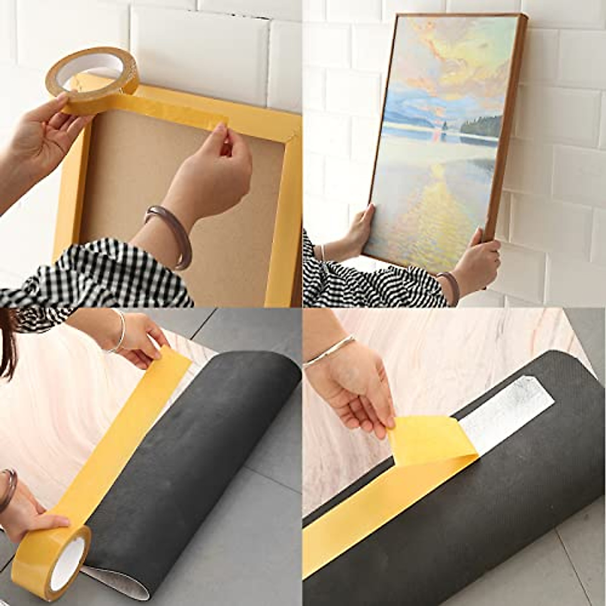 XZRDINGJIE Double Sided Tape Heavy Duty Mounting Tape, 1.18inch x 33ft Double-Sided Fabric Tape Adhesive Tape No Residue, for Home & Office