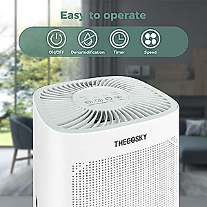 Dehumidifier and Air Purifier Combo,420 sq ft,Air Purifier HEPA H13 Filter,Touch Control,24hrs Auto-Off Timer,54oz Water Tank with Drain Hose for Bedroom Basement,Living Room,Bathroom,RV,Garage
