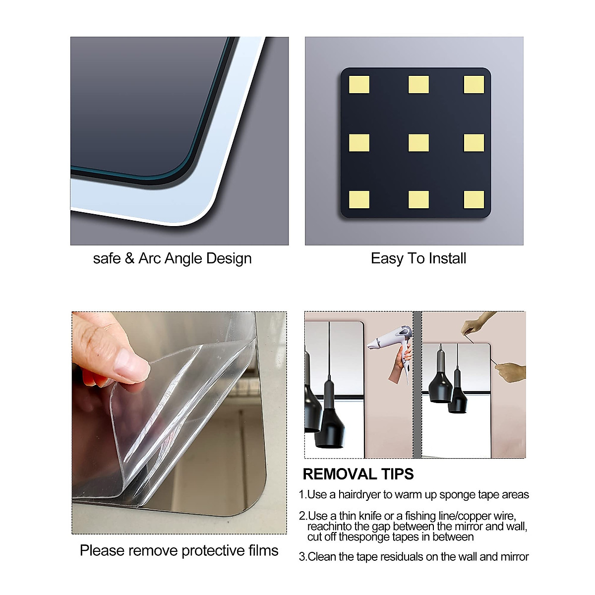 Shatterproof Full Length Mirror Tiles,Mirror for Wall,Full Body Mirror for Kids,Thick 0.12",4 Pcs 15.8"x15.8",Made of Frameless Plexiglass Acrylic Plastic,Wall Mounted for Home Gym,Bedroom,Door