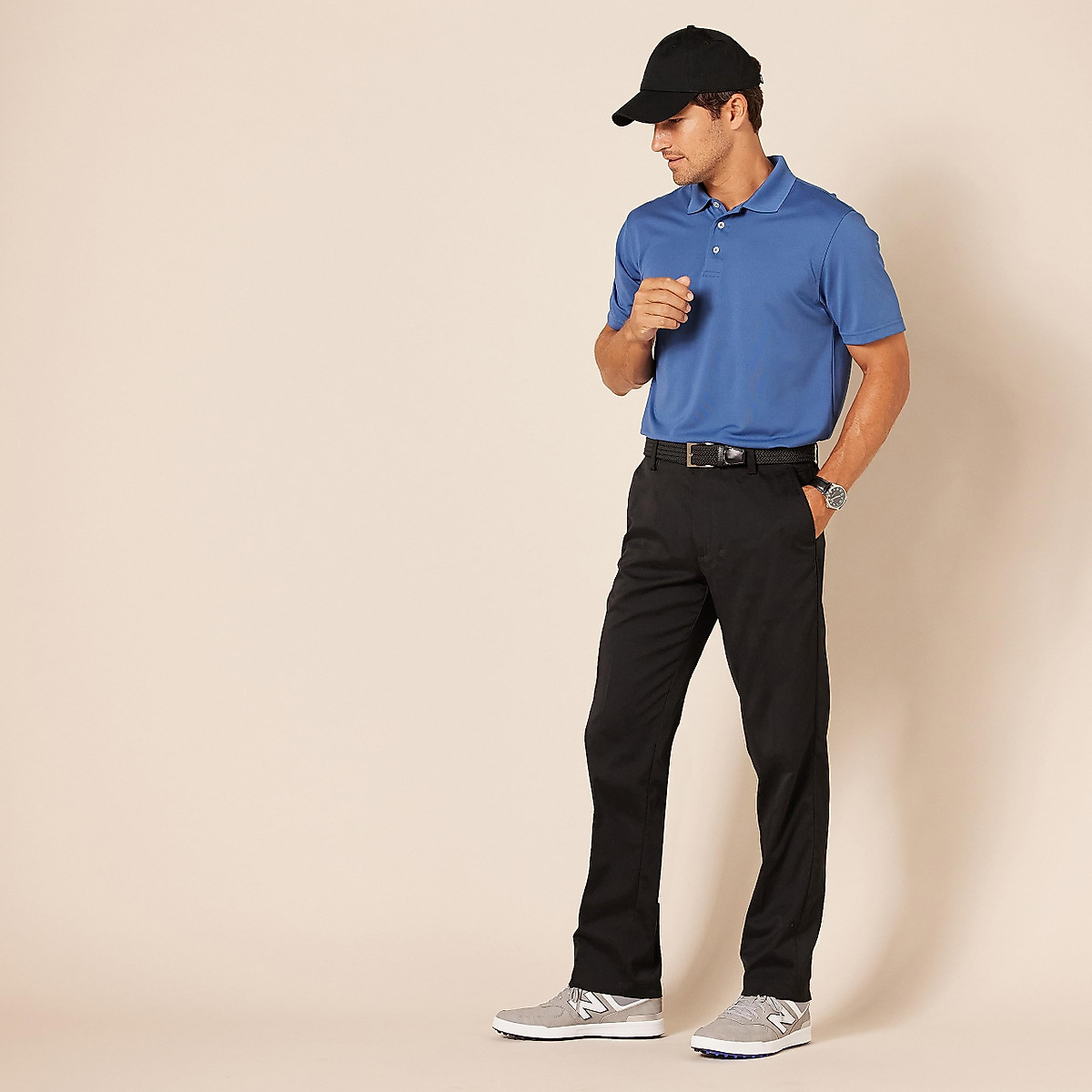 Amazon Essentials Men's Classic-Fit Stretch Golf Pant (Available in Big & Tall), Black, 38W x 32L