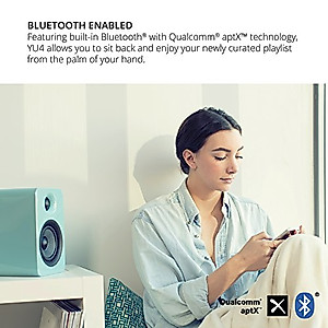 Kanto YU4 Powered Speakers with Bluetooth and Built-in Phono Preamp | Auto Standby and Startup | Remote Included | 140W Peak Power | Matte Black | Pair