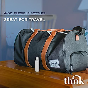 Designetics THNK, Plastic Bottle Squeeze Containers with Disc Top, Reusable, Refillable, Great for Travel-Size Hand Sanitizers and On-the-Go Liquids (5-pack, 4-oz)