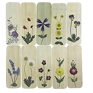 10 Pcs Handmade Bamboo Dried Flowers Chinese Style Bookmarks for Kids School Study Decoration Souvenirs Business Christmas Birthday Gift