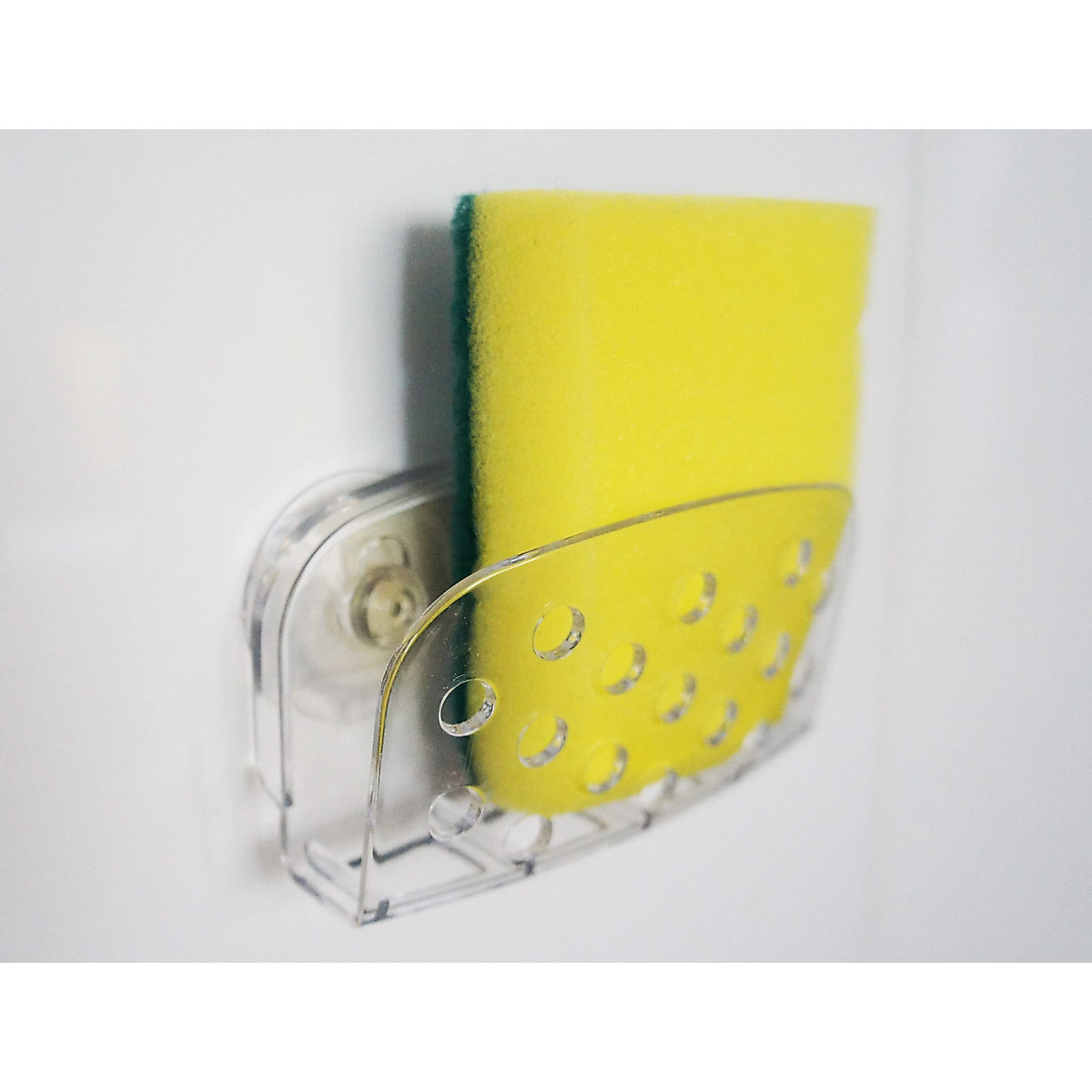 AMUONTY 2 Pack Sponge Holders with Suction,Clear Plastic Container, Kitchen Dish Sponge Holder, Bathroom Accessory, Space Saving Sink Countertop Organizer