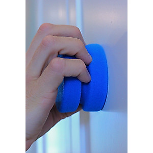 Qualrite 2 Pack Paint Sponge Applicator Complete with Mesh Hang Dry Storage Bag, Blue Circular 3 Inch