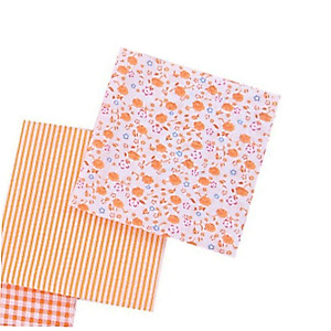 2 Packs Linen Fabric for Clothing Knit Fabric DIY Crafts Printed Linen Fabric Fat Quarters Fabric Bundles Orange Quilting Squares DIY Cloth DIY Flower Cloth Pattern Cloth Flowers