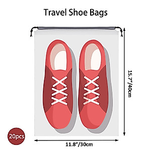 20 Pcs Travel Shoe Bags Shoe Organizer for Packing Clear Drawstring Travel Shoe Bag for Luggage