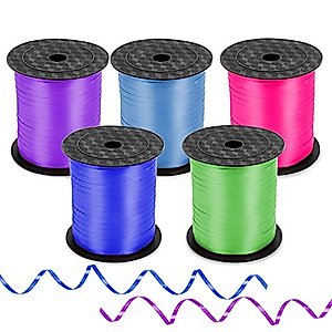 Curling Ribbon,1250 Yards Crimped Curling Ribbon Metallic Balloon Ribbon Shiny Wrapping Ribbon for Wedding, Birthday Party,Baby Shower, Crafts,Wrapping, Hair, School,5 Pack (Mixed Color 1)