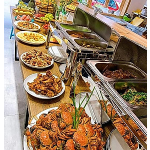 Stainless Steel Chafing Dishes with Lid for Parties 9L Commercial Food Warmer for Buffet, Buffet Server with 3 Kind of Warming Tray for Holidays, Catering, Home Dinners