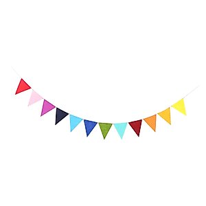 Abaodam 36 Pcs Triangle Felt Flag Rainbow Banners Birthday Party Banner Triangle Bunting Flag Felt Bunting Baby Shower Banner Fabric Pennant Banners New Year Child Decorations Multicolor