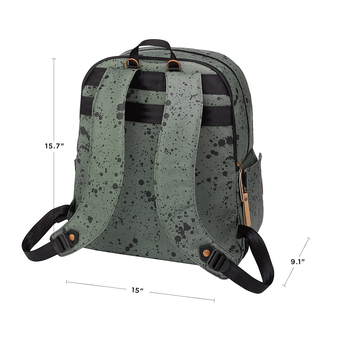 Petunia Pickle Bottom 2-in-1 Provisions Backpack | Designed for Busy Parents | Spacious Main Compartment for Carrying Essentials | Olive Ink Blot