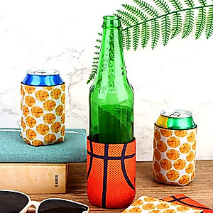 21 Pieces Basketball Pattern Beer Can Coolers 17 Oz Sports Soda Cover Coolies Sublimation Sleeves for Weddings, Bachelorette Parties Funny HTV Party Favors