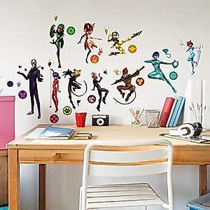RoomMates RMK5331SCS Miraculous Tales of Ladybug and Cat Noir Peel and Stick Wall Decals, Multi