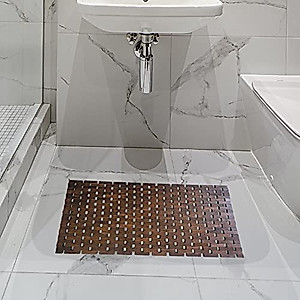 SM SunniMix Bath Mat Non Slip Kitchen Rug, Bamboo Wood Bathroom Mat, Bathmat Floor Mat Shower for Sauna Floor Swimming Shower Home SPA, Brown