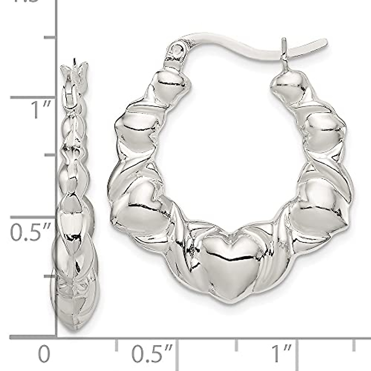 Auriga Fine Jewelry Sterling Silver Heart Scalloped Hoop Earrings Gift for Women