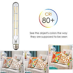 XININSUN T10 Led Bulb, 8.9 Inch Long Tubular Led Light Bulbs, 80Watt Equivalent, 800lm, Dimmable, Clear Glass, E26 8W LED Edison Tube Lamp Bulb,4 Pack. (Soft White-3000K)