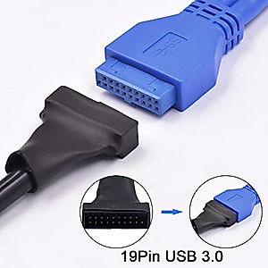 Duttek USB 3.0 Header to USB 2.0,USB 3.0 to USB 2.0 Motherboard Adapter Cable,19 Pin USB3.0 Male to 9 Pin USB2.0 Female Motherboard Cable Adapter Converter 6 inch/15cm (2-Pack)