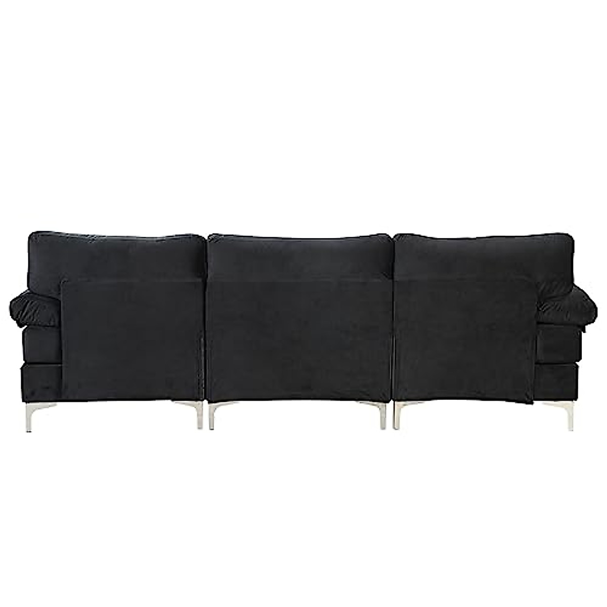 Casa Andrea Milano Modern Velvet Fabric Sectional Sofa, L-Shape Couch with Extra Wide Chaise Lounge