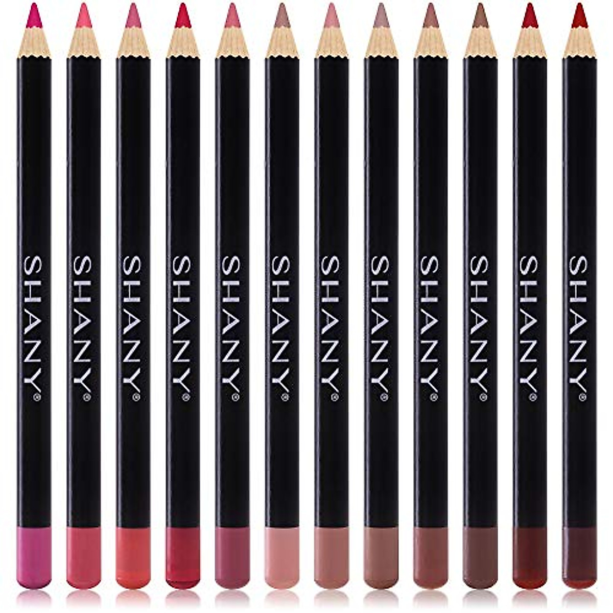 SHANY Dreamy Dozen Matte Lip Liner Set Vegan - Long-Lasting Professional Velvet Cruelty-Free Lipstick Pencils Pens in Varying Shades - Pack of 12