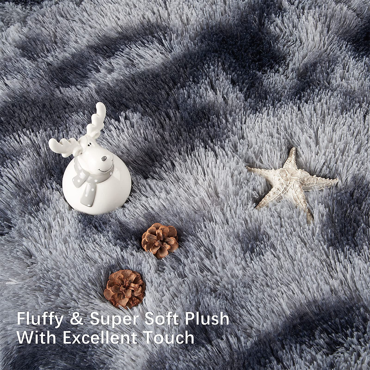 YQQRIGRO 9x12 Ft Rugs for Bedroom, Tie-Dyed Dark Grey Super Soft Shaggy Fluffy Carpets, Indoor Modern Plush Area Rugs for Living Room Dorm Kids Room, Fuzzy Non-Slip Rugs for Boys Girls