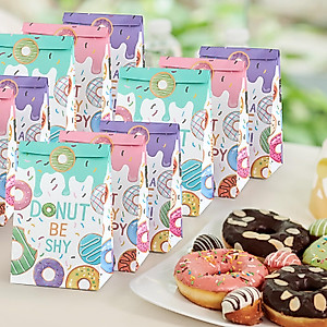 30 PCS Donut Party Favor Candy Bags with 36 Stickers, Sweet one two Birthday Party Decorations, Donut Candy Goodie Bags for Girls Kids Birthday Party, Baby Shower, Weddings, Valentines, Halloween