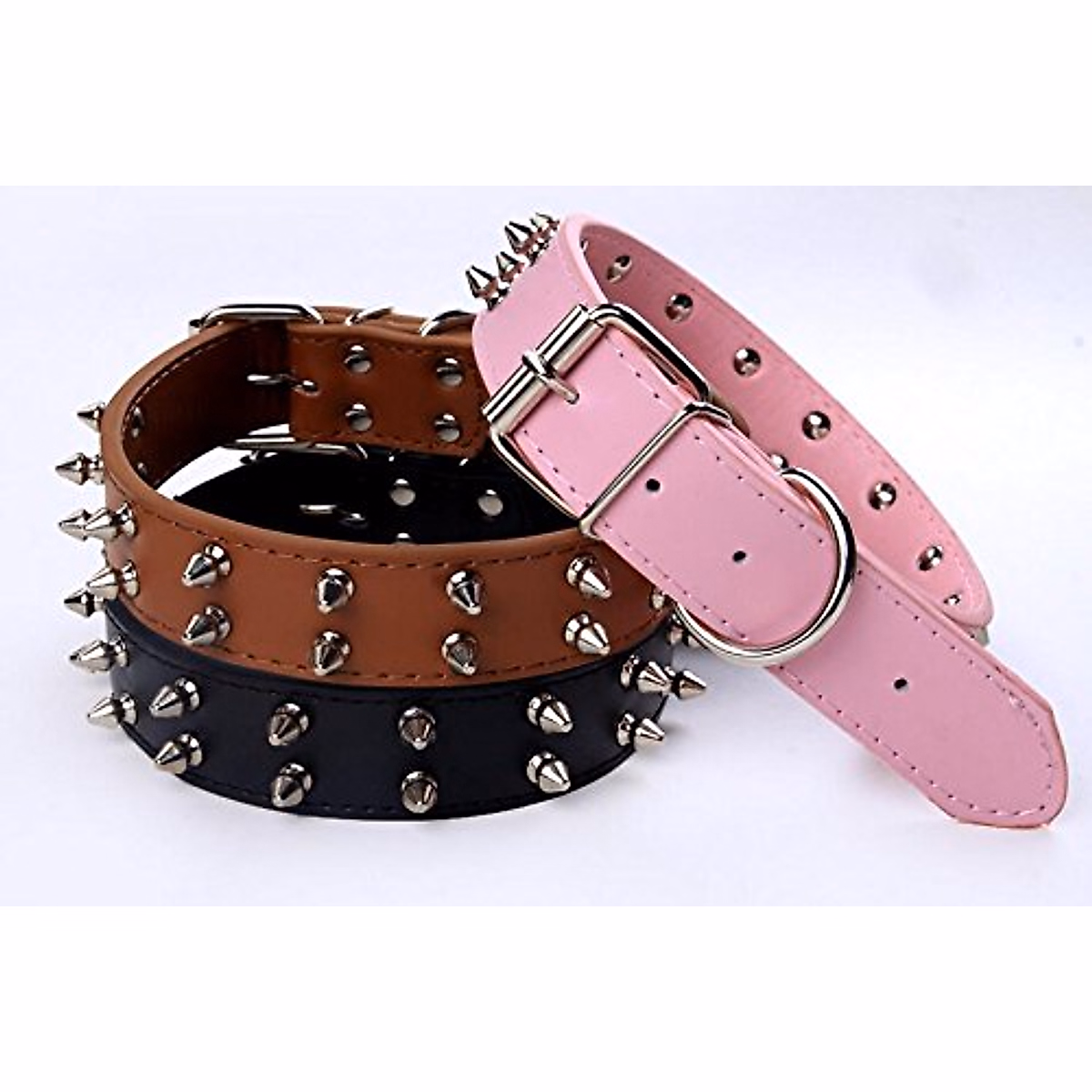 Benala 20-22" Large Spikes Leather Dog Collars Studded Dog Collar Medium Or Large Pet Collar Adjustable