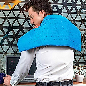 Cure Choice Heating Pad for Back Pain Relief, 12"x24" Large Electric Heating Pad for Shoulder/Neck/Knee/Leg Cramps, Adjustable Heat Settings, 2H Auto Shut Off, Moist Dry Heat Therapy, Washable (Blue)