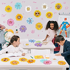 36 Pieces Sun Flower Spring Cutouts with Growth Mindset Bulletin Board Springtime Confetti Positive Sayings Accents Motivational Inspirational Quote Cards for Classroom School (Fresh Color)