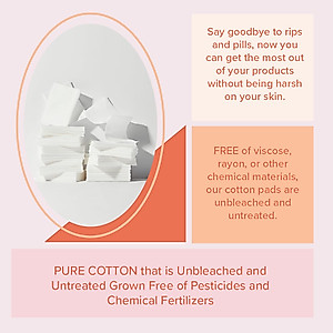 White Rabbit - Naked Cotton Classic - Premium Facial Cotton Pads - for Makeup Remover, Toner, Mask - 100% Cotton, Unbleached, Lint-Free - Extra Soft & Durable - Natural & Cruelty-Free - 200 Count