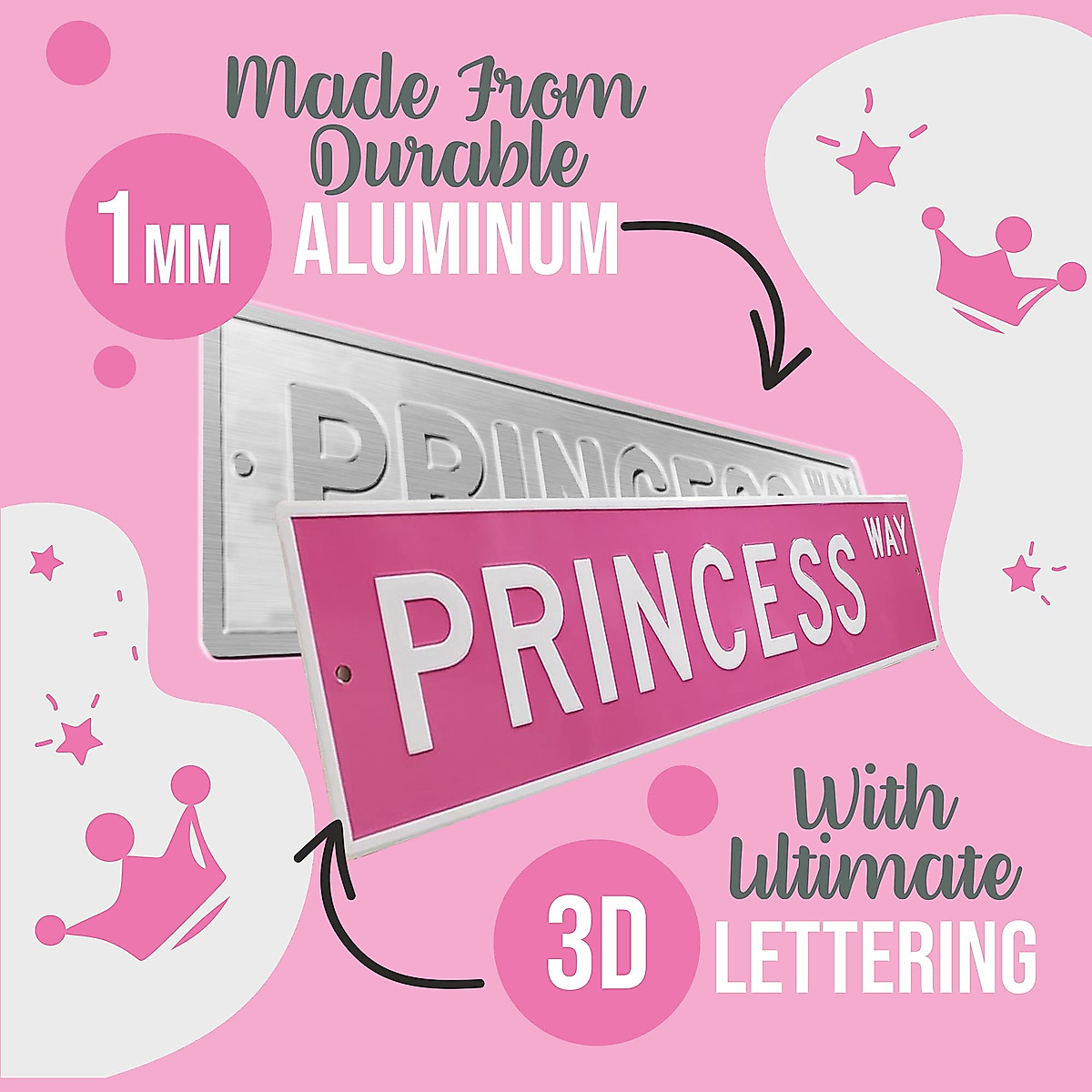 Girls Bedroom Decor | Princess Room Decor | Beautiful Princess Gifts | Pink Wall Decor | Princess Way Street Sign Gifts For Girls | Girl Birthday Gifts | Gifts For 4 Year Old Girl | Gifts From Grandma
