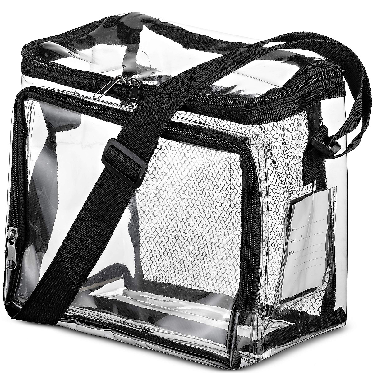 SP HOME GOODS Stadium Approved Clear lunch Bag with Adjustable Strap, Front Storage Compartment, and Mesh Pockets - See Through Zippered Clear lunch Bags for Work, School, Concerts