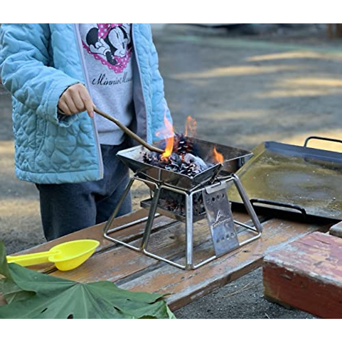 CAMPINGMOON Small Size Stainless Steel Portable Tabletop Charcoal Grill with Carry Bag X-MINI