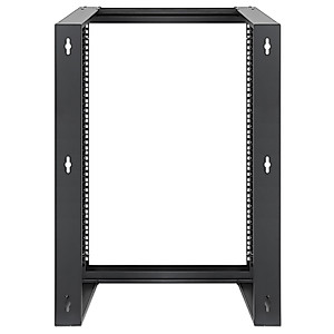 Intellinet 15U 19" 2 Post Open Frame Server Wall Mount Rack - 180 Degree Gate Swing, Flatpacked, Antistatic Powder Coated Steel – for IT Network Equipment & AV Devices – 3 Yr Mfg Warranty – 716208