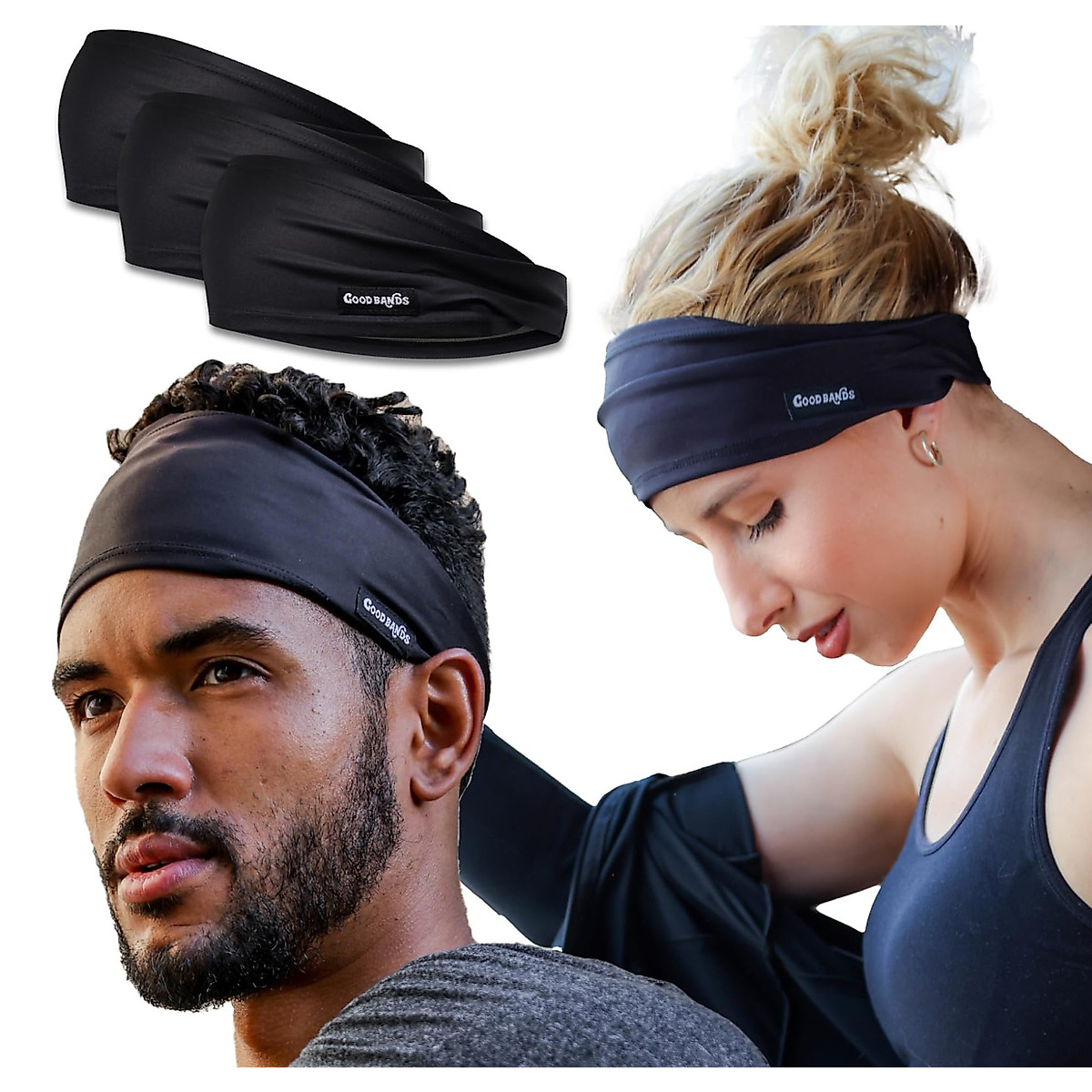 Sweatband for Men and Women - Unisex Headband That Wicks Moisture and Eliminates Excess Sweat - Running, Sports, Football, Triathlons, Construction, Yoga, Gym