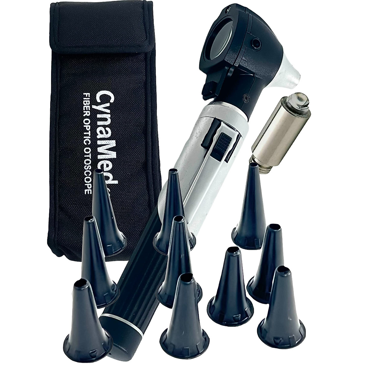 Cynamed Mini Otoscope Set-Pocket Size, Fiber Optic Otoscope Diagnostic Ear Care Tool-Pocket Otoscope (Black)
