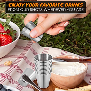 30 ml Stainless Steel Shot Glasses Drinking Vessel - 15 Pcs Outdoor Camping Travel Coffee Tea Cup, Silver Cup - Unbreakable Metal Shooters for Whiskey Tequila Liquor Great Barware Gift