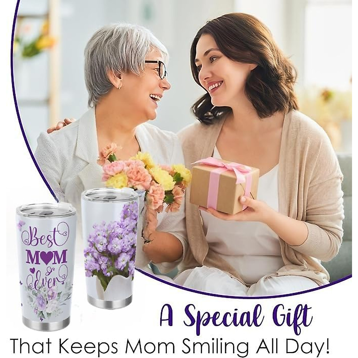 20 OZ Stainless Steel Vacuum Insulated Tumbler – Best Mom Ever Gifts for Mom, Daughter, Son, Gift for Mother's Day, Birthday, Thanksgiving, and Special Occasions (best mom ever)
