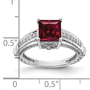IceCarats 925 Sterling Silver Synthetic Red Ruby Cubic Zirconia CZ Ring July Birthstone Jewelry Size 7