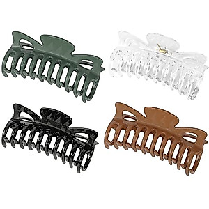 79Style Large Banana Hair Clips for Women - Jumbo Plastic Hair Claws and Extra Long Jaw Barrettes for Thick, Long Hair (Coffee-4Pcs-4.7Inch)