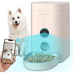 DOGNESS Automatic WiFi Dog/Cat Smart Camera Feeder - 6.5Lbs Large Capacity App Control Food Dispenser with WiFi, Portion Control, Voice Recording, Camera, Timer Programmable (4L Pink)
