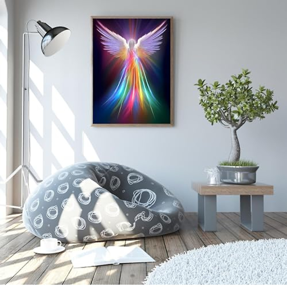 Eleploi 5D DIY Diamond Painting Kits for Adults - Rainbow Angel Diamond Painting, Full Round Diamond Canvas Diamond Art by Numbers Painting Kit Gift, Home Wall Decor 8x12 Inch