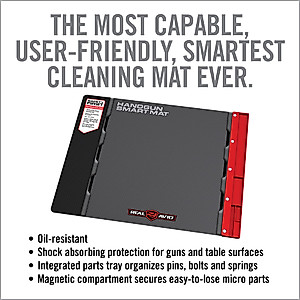 Real Avid Gun Cleaning Mat for Handguns with Magnetic Organizer Parts Tray; Protective Workbench Mat for Pistol Cleaning, Handgun Cleaning Pad with Red Tray for Gun Accessories and Gun Parts