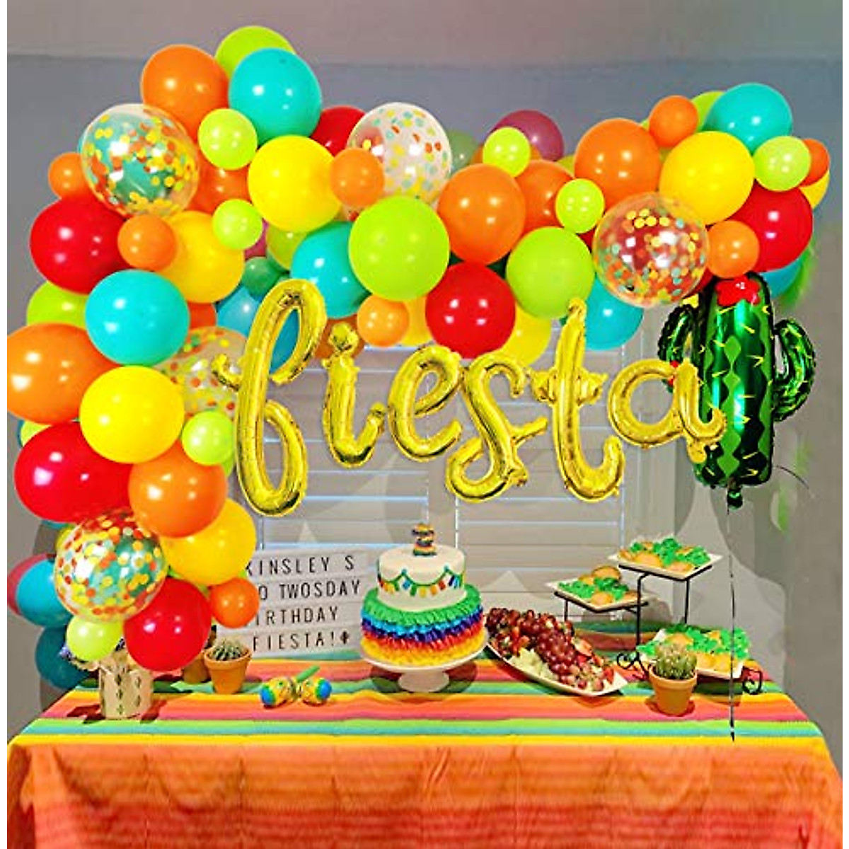 Fiesta Balloons Garland Kit Latex Balloons Balloon Arch Strip Set for Cactus Baby Shower Decorations Mexican Fiesta Party Decorations
