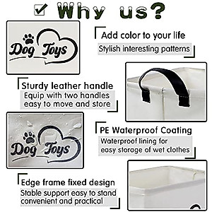 FXOCSHE Rectangular Dog Basket Collapsible Toy storage box Waterproof coating toy box cute dog toy bin Kids Gift Basket Home Decor（Lucky love dog）