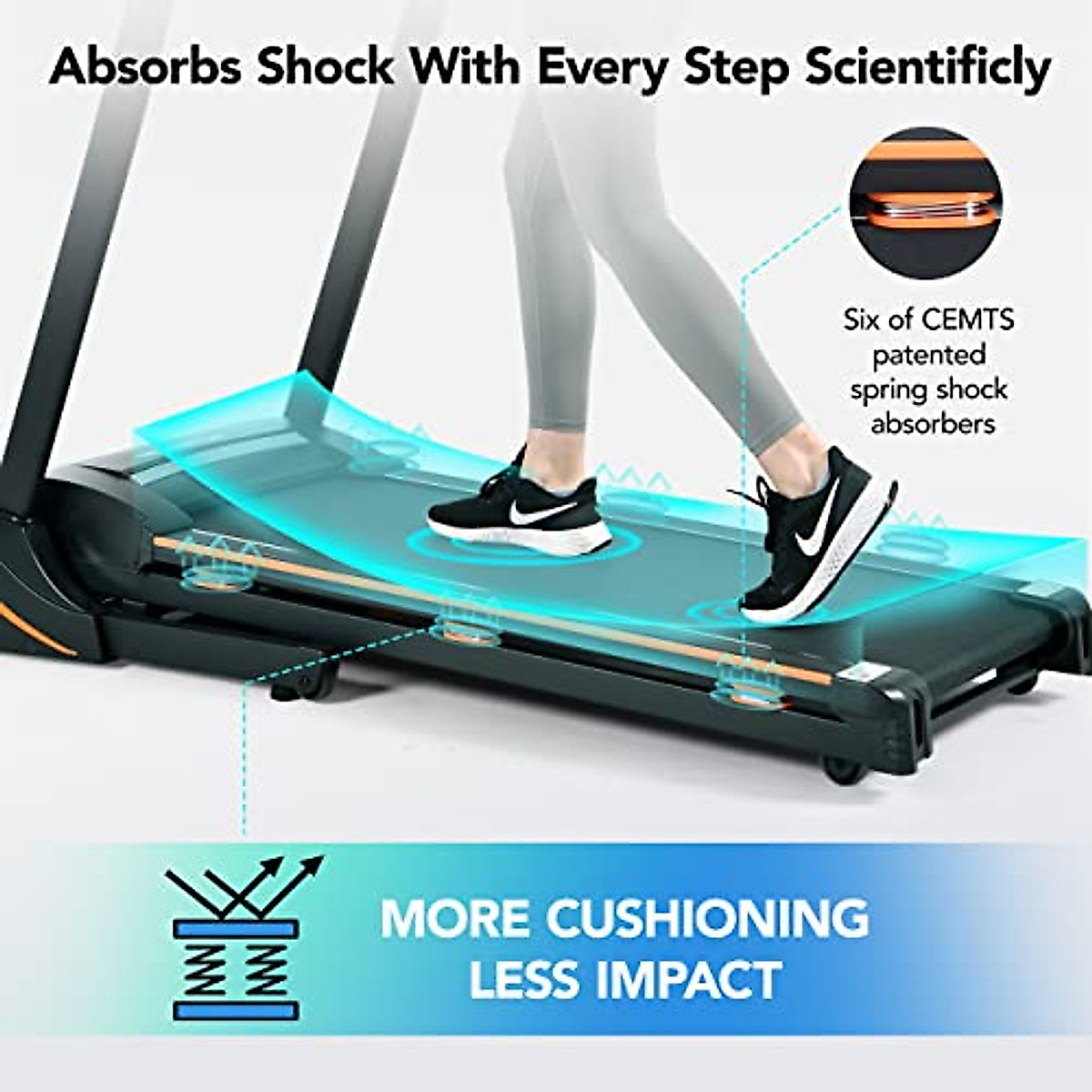 RENESTAR Treadmills for Home, Treadmill with 0-15% Auto Incline, 3HP Folding Treadmill for Running Walking with 280LBS Weight Capacity, Incline Treadmill Equipped with Bluetooth & Pulse Monitor