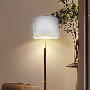 NOLITOY Drum Lampshade for Table Lamps Floor Lamp, 12.9 x 12.9 x 10 inch Linen Lamp Shade Medium Fabric Lamp Cover Handcraft Lampshade Replacement Grey